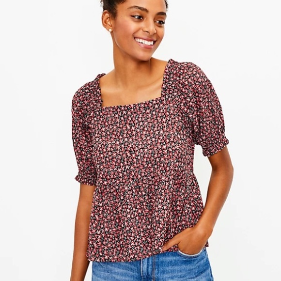 LOFT | Tops | Loft Floral Smocked Peplum Top | Poshmark